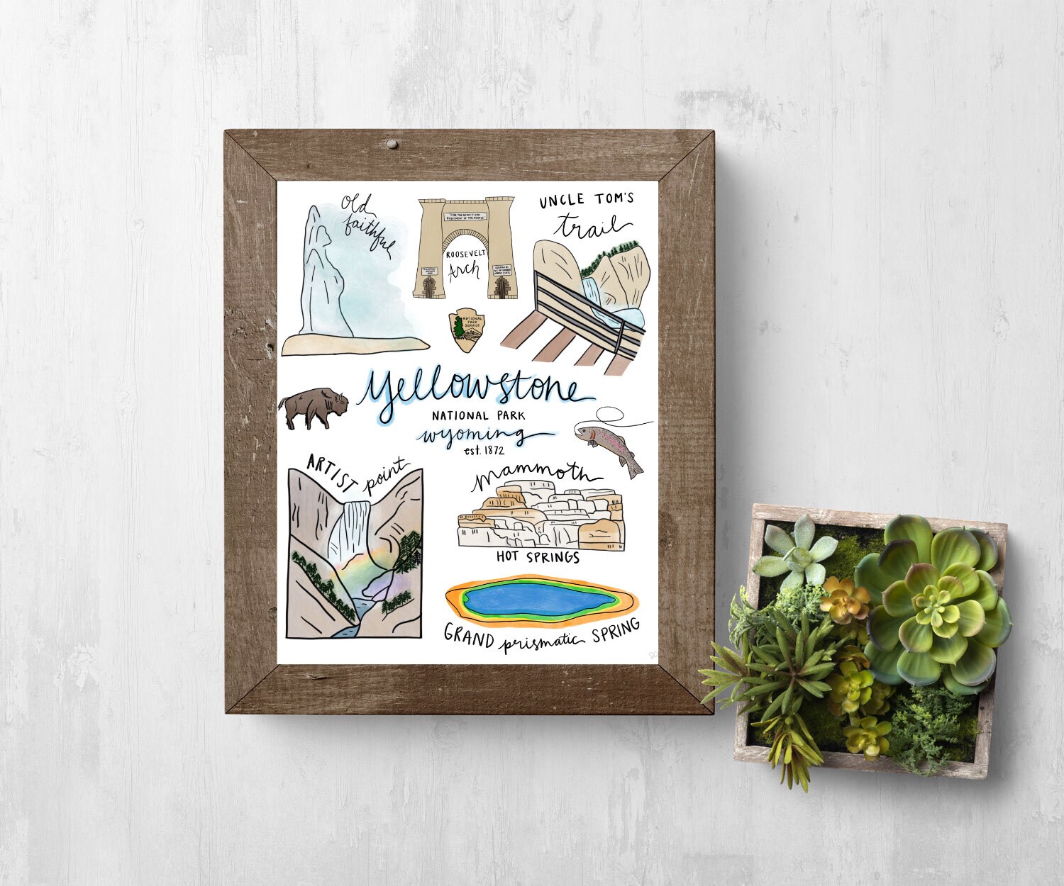 Yellowstone National Park 8x10 Art Print - Etsy