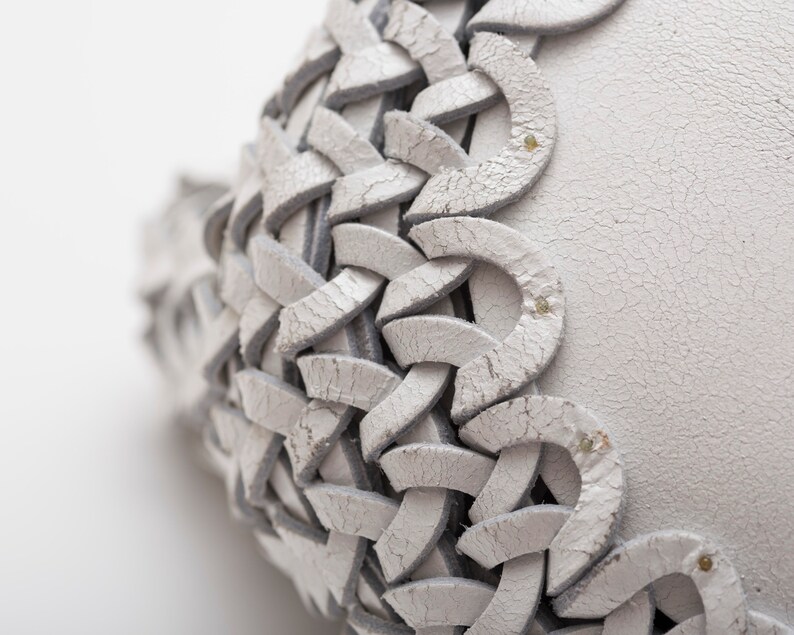 White Leather Basket, Storage Basket, Round Hand Woven Bowl, Fruit ...