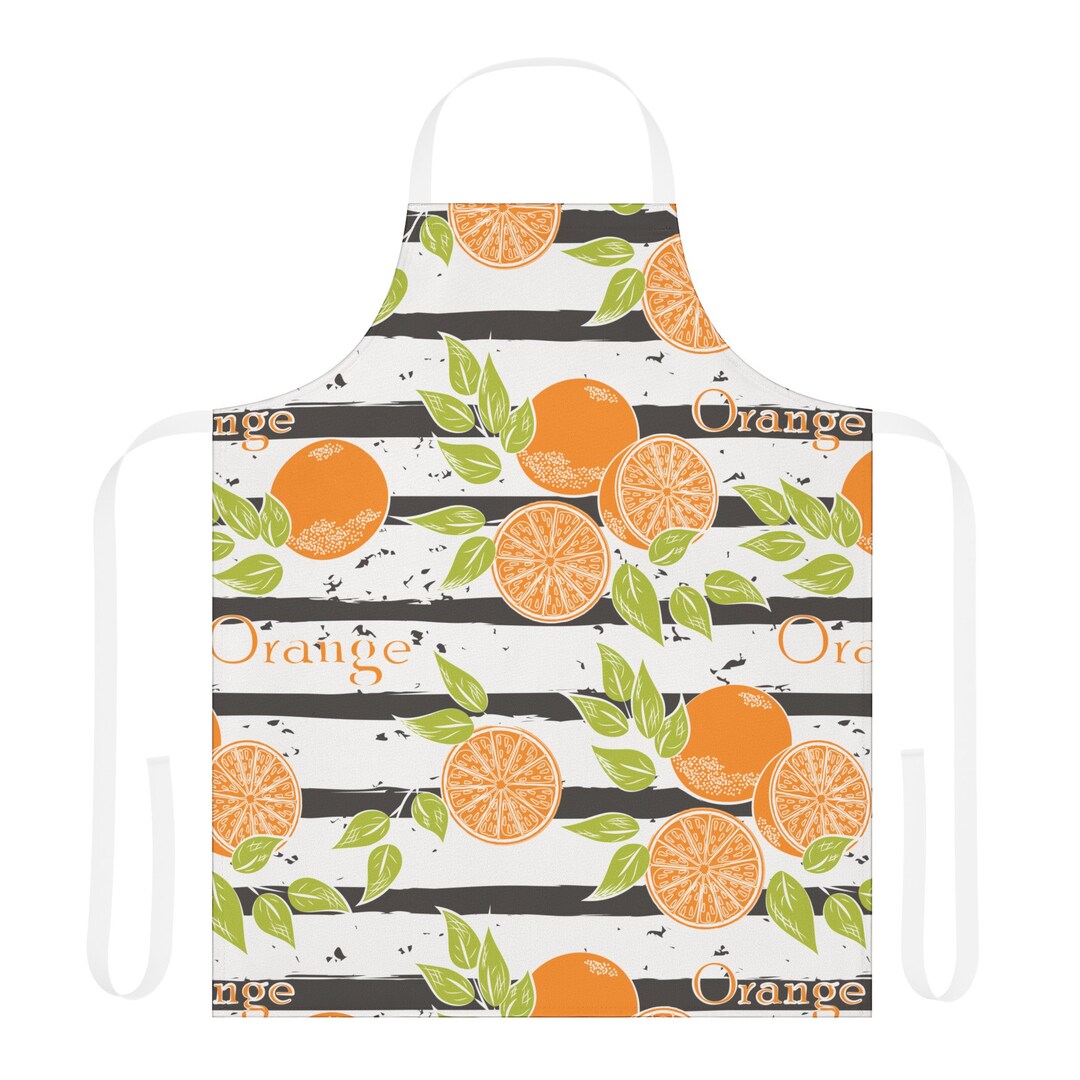 Vibrant Orange on Grey Stripes Kitchen Apron Kitchen Gift Bakers Gift ...