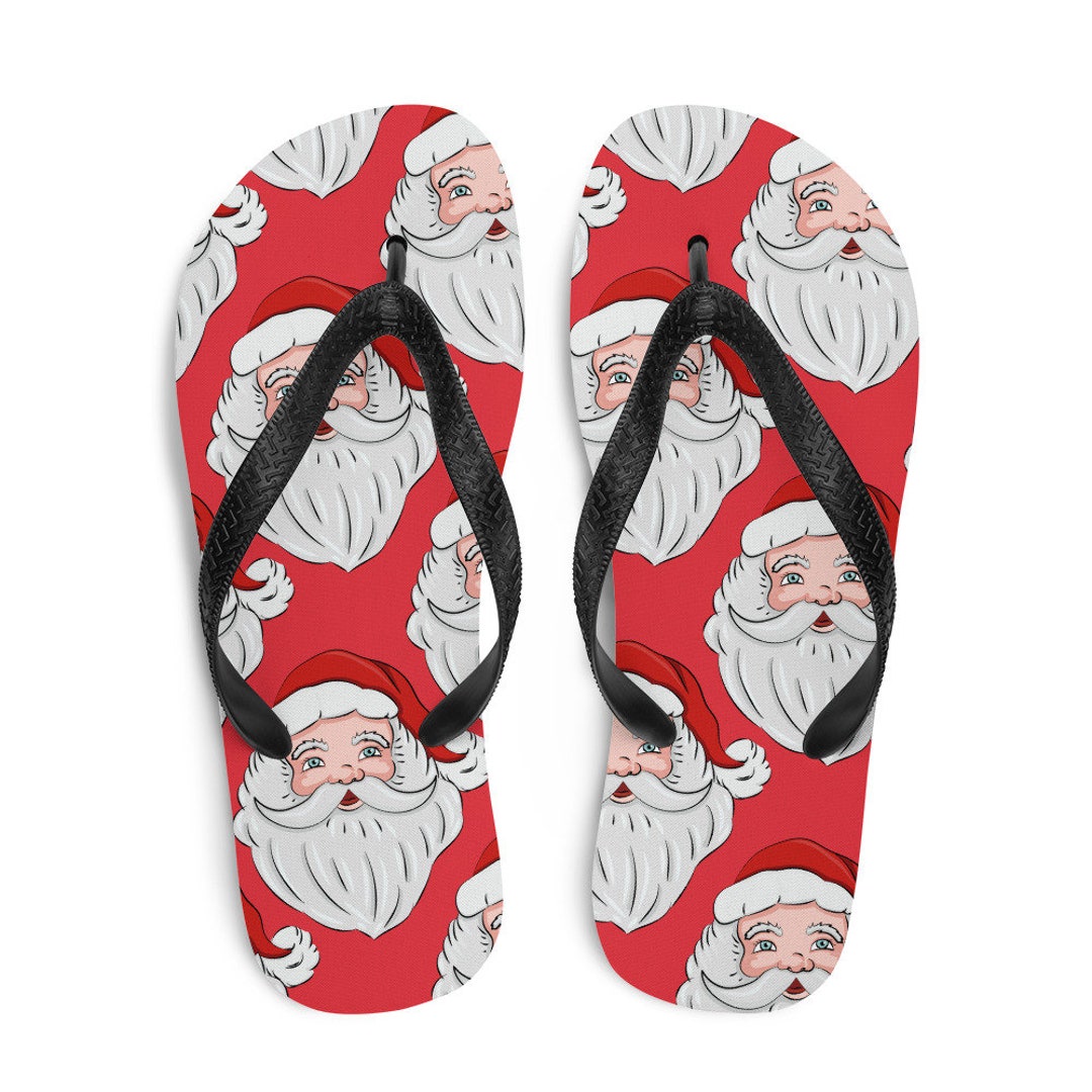 Fun Cute Santa Claus Christmas Flip-flops, Xmas, Beach Sandals - Etsy