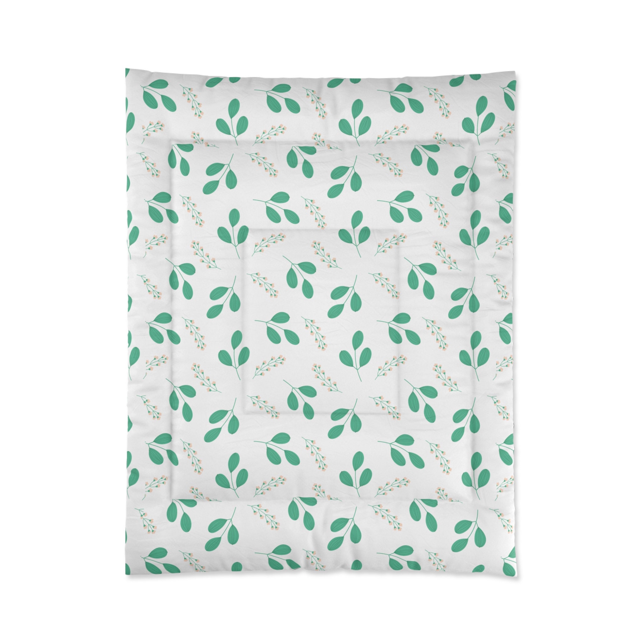 Floral Green Leaf and Yellow Flowers Pattern Comforter - Etsy