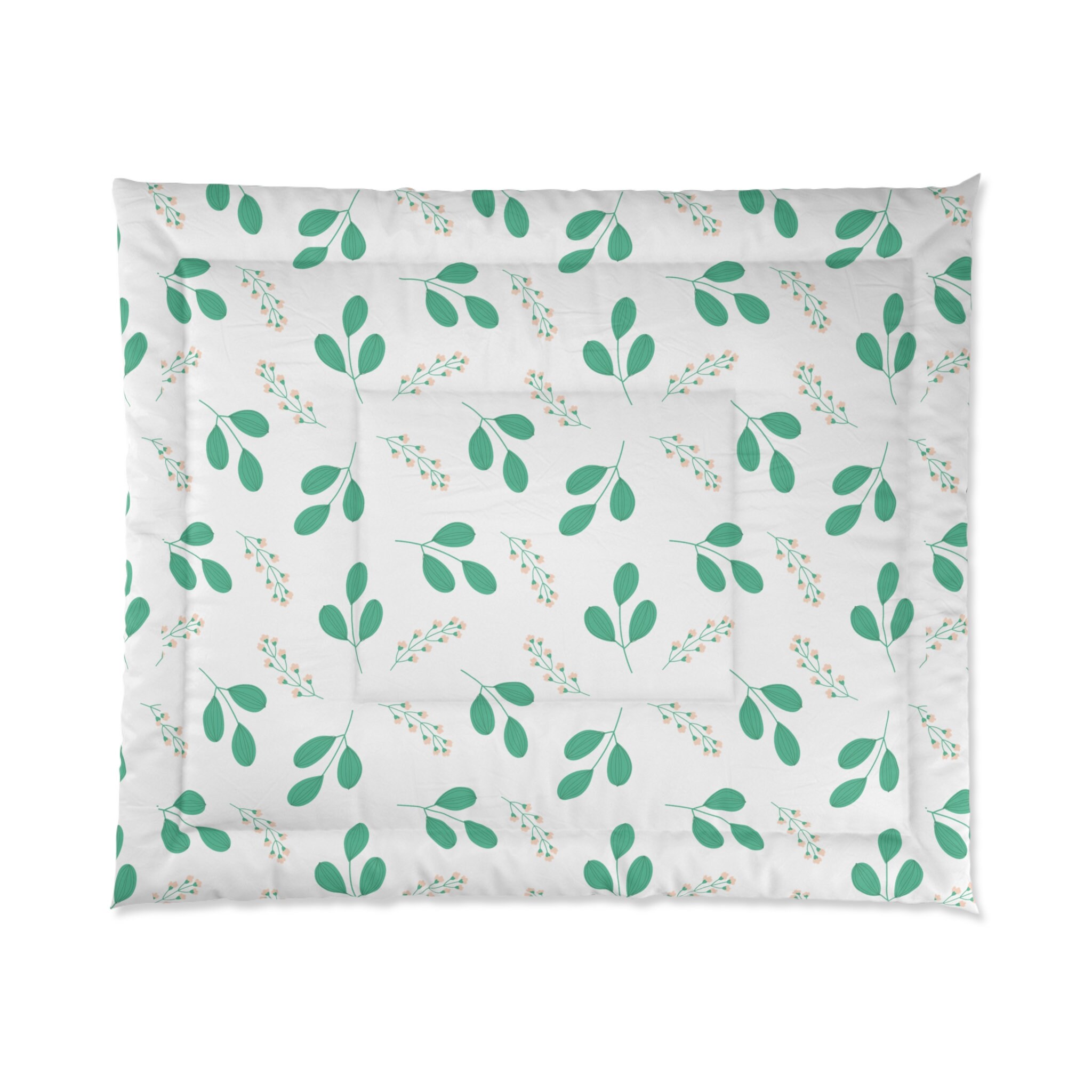 Floral Green Leaf and Yellow Flowers Pattern Comforter - Etsy