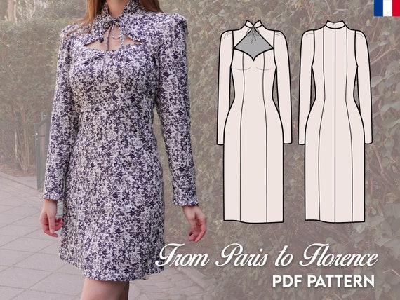 Robe élégante avec décolleté From Paris to Florence Patron - Etsy France