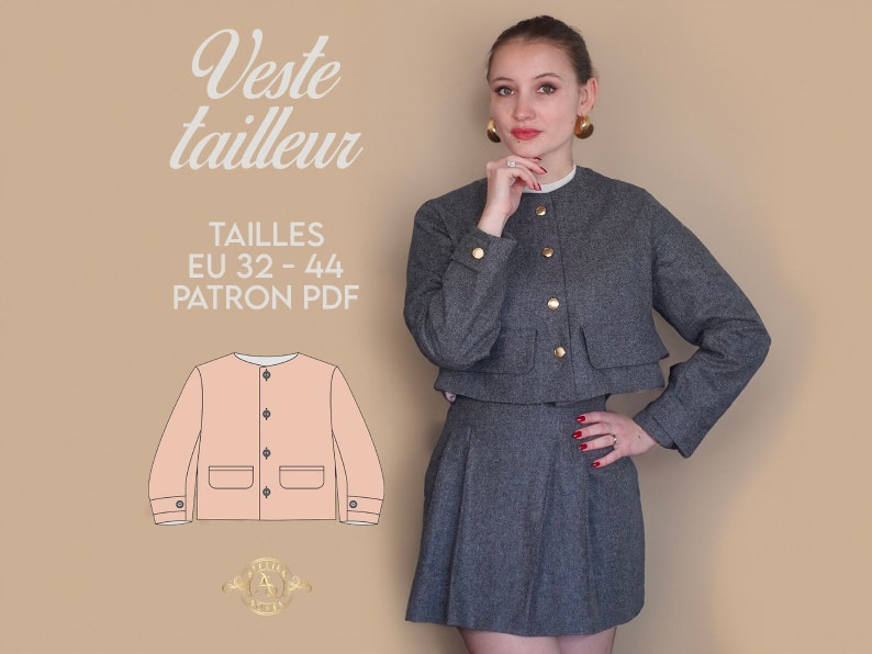 Veste Tailleur patron PDF t.32-44 (français + english) - Etsy France