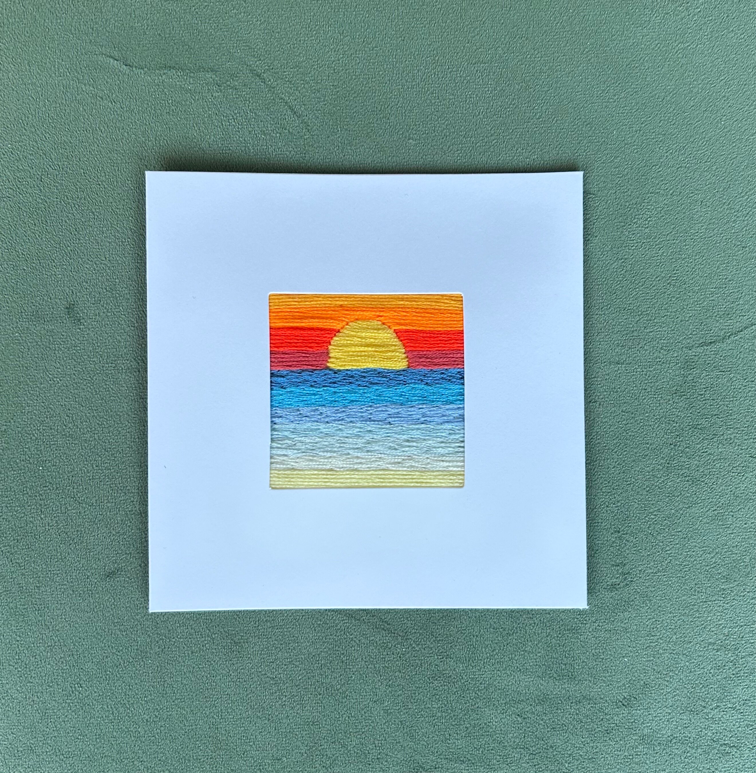 The Sunset : a Handmade Embroidered Card - Etsy