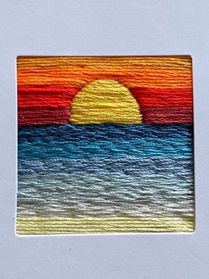 The Sunset : a Handmade Embroidered Card - Etsy
