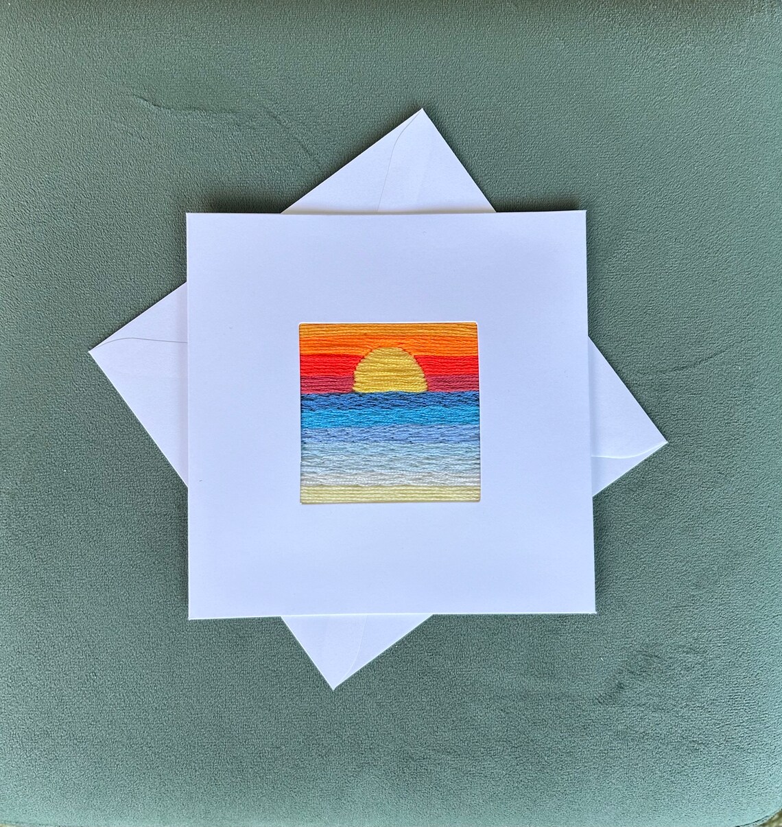 The Sunset : a Handmade Embroidered Card - Etsy