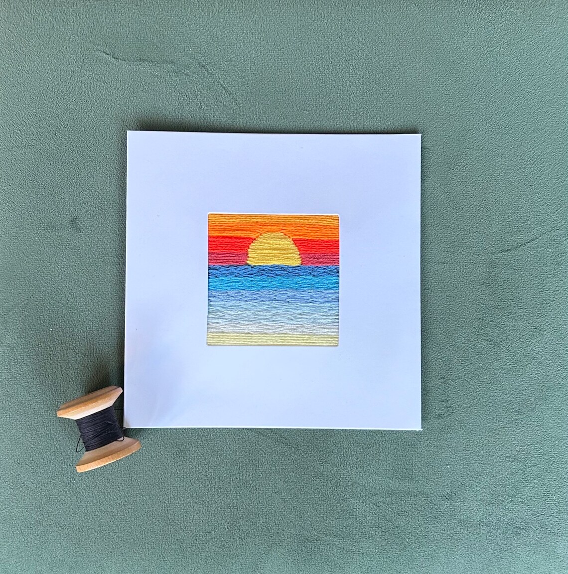 The Sunset : a Handmade Embroidered Card - Etsy