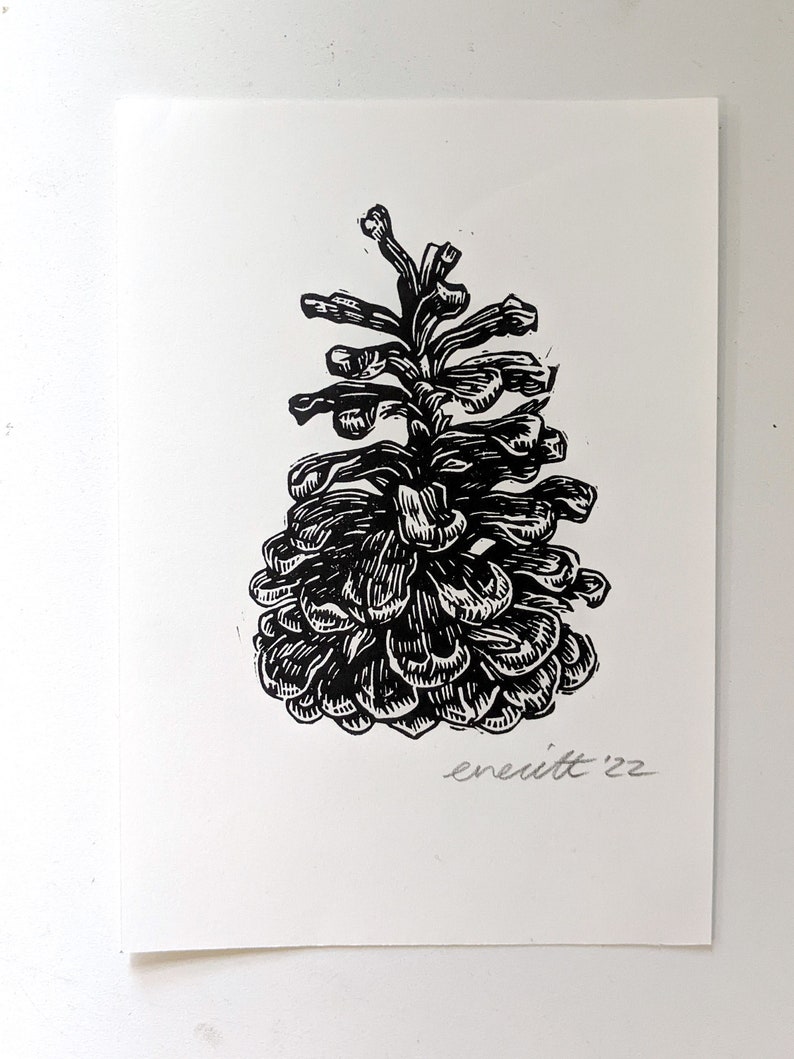 Linocut Print - Pinecone - Original Handmade Artwork - Etsy