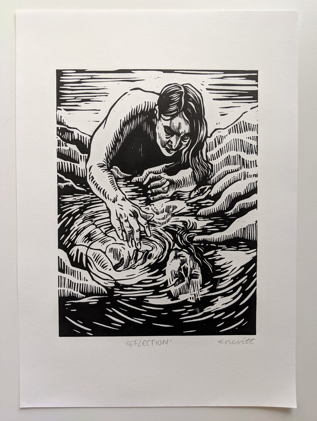 Linocut Print 'reflection' Original Handmade Artwork - Etsy