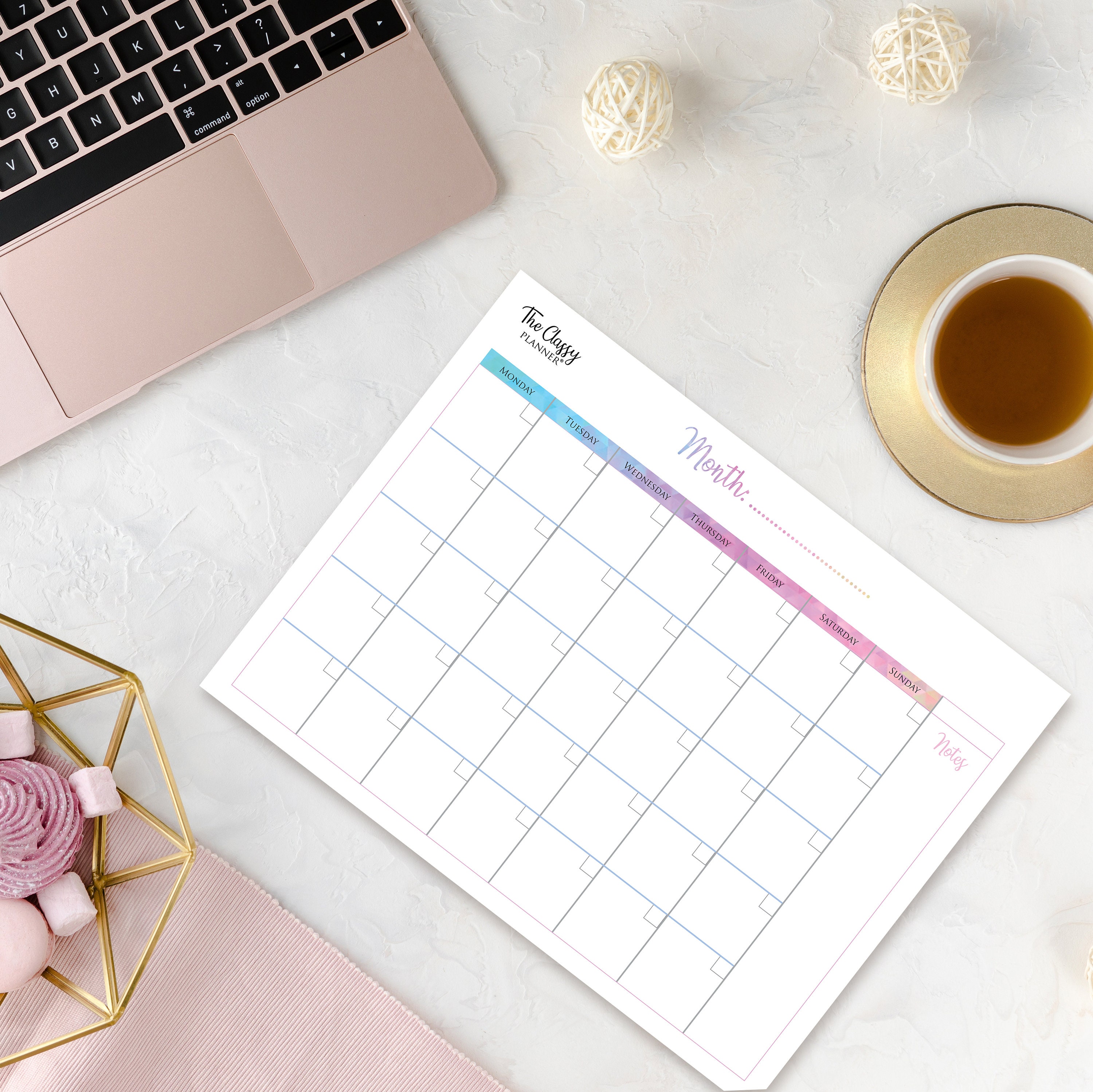 A4 Monthly Desk Pad Planner Notebook Organiser With Notes - Etsy UK