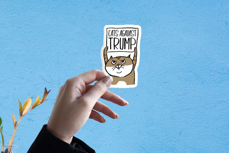 Cranky Cat Protests Against Trump Sticker - Etsy