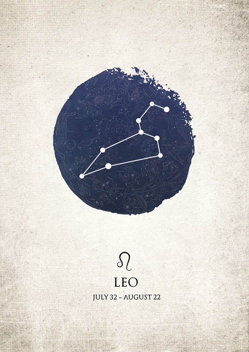 Leo Star Sign Giclee Print Restored Vintage Wall Art Star - Etsy
