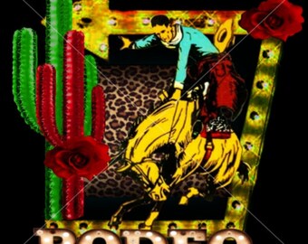 Rodeo Vintage Poster, Western, Western Grunge, Punchy, Cowboy, Bucking ...