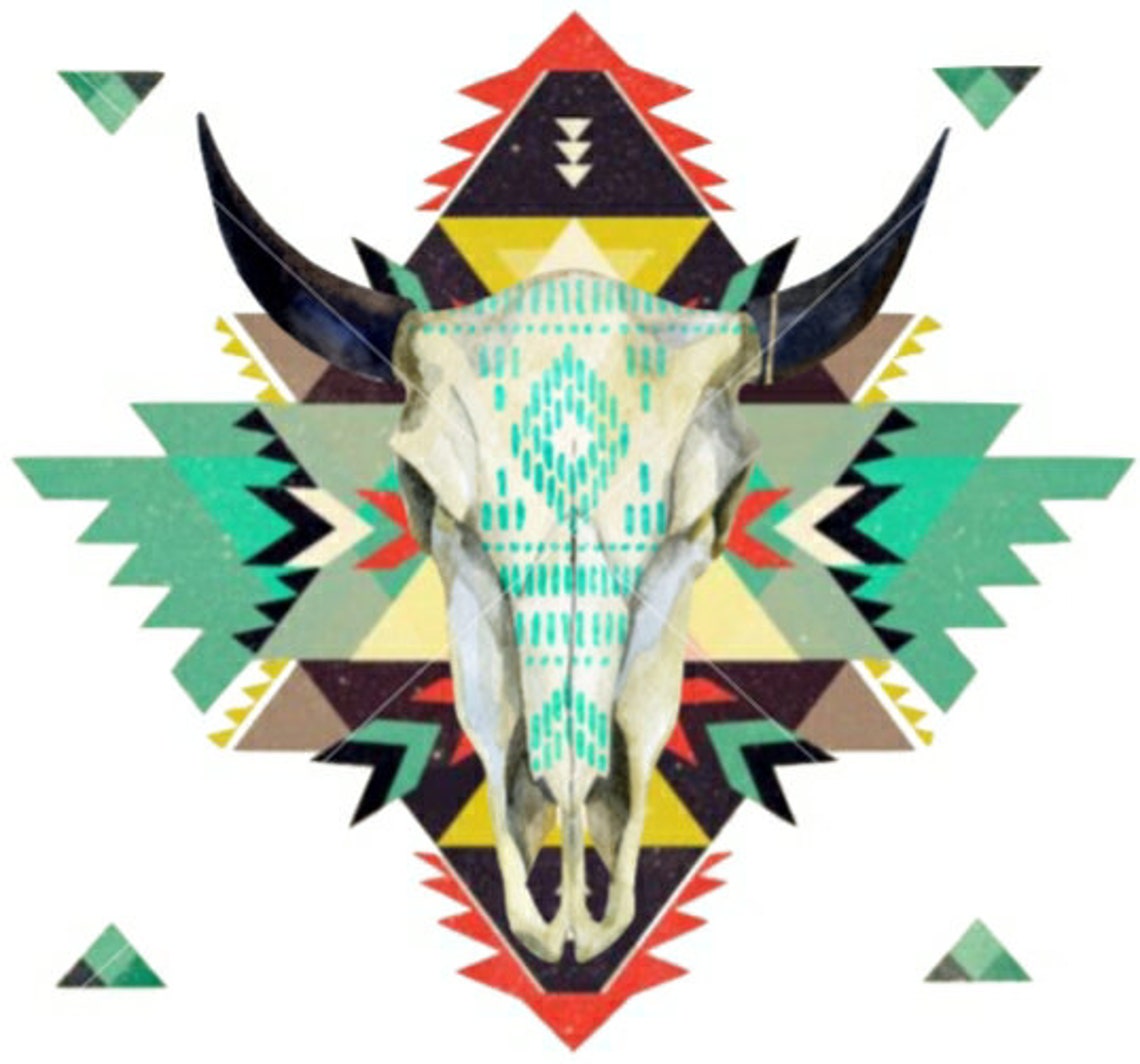Retro Aztec Bull Skull PNG - Etsy
