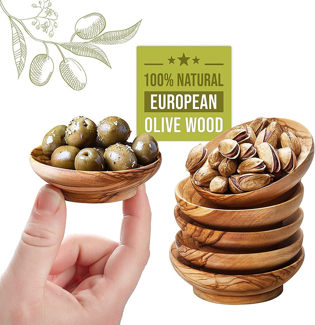 Olive Wood Mini Bowls, Sauce Bowls, Ring Dishes, Dipping Bowls, Spice ...