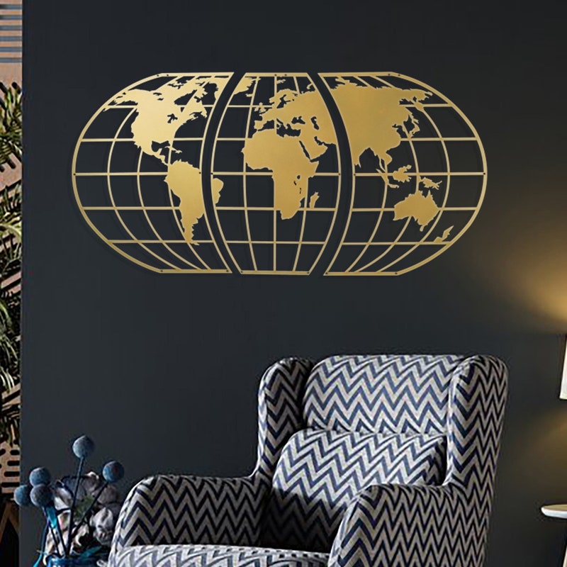 Metal World Map - Etsy