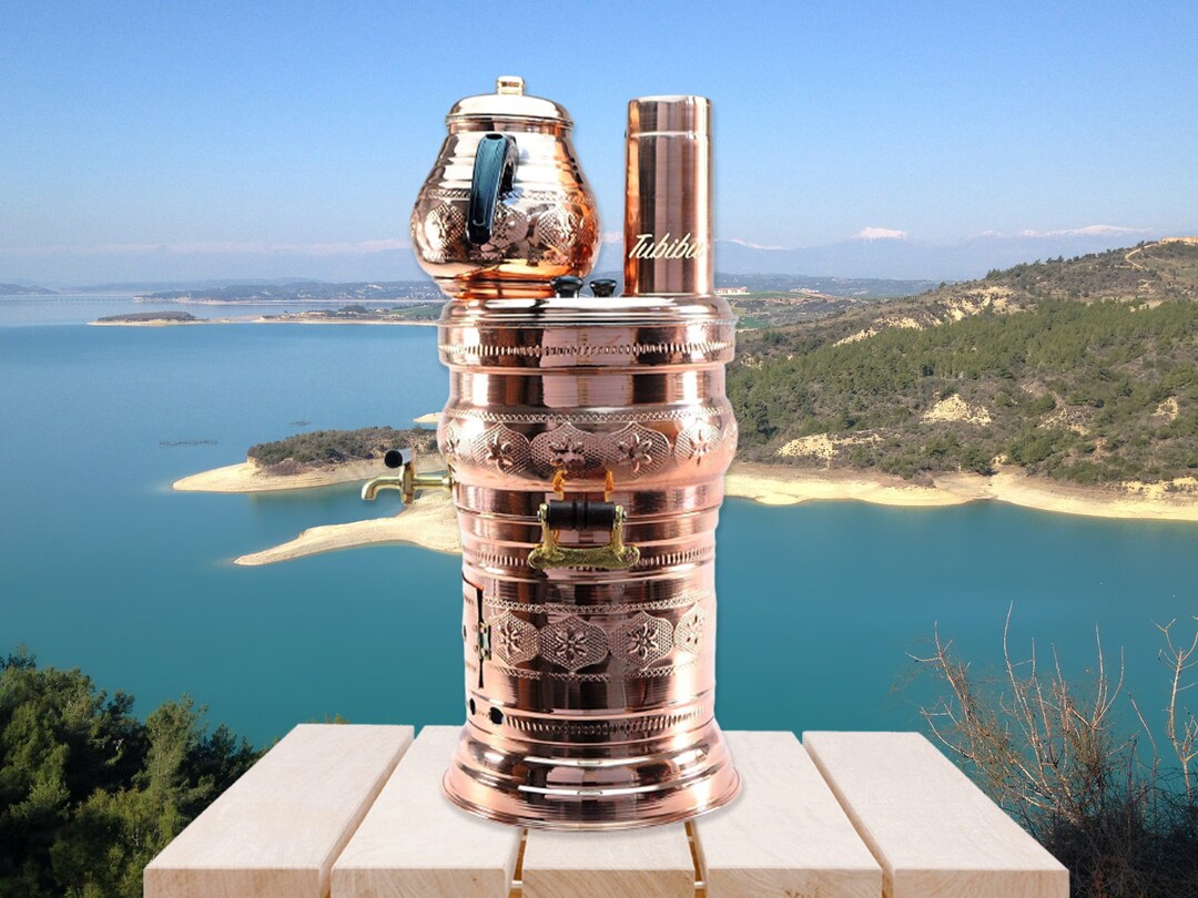 Handmade Copper Samovar Tea Pot Set: 4L Charcoal Water Heater - Etsy