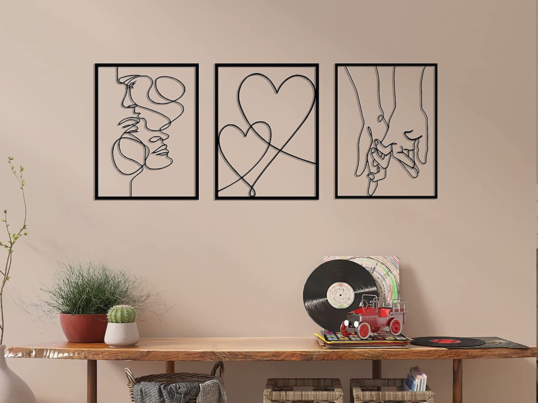 Metal Couples Wall Art Set of 3, Metal Home Decor, Living Room Decor ...