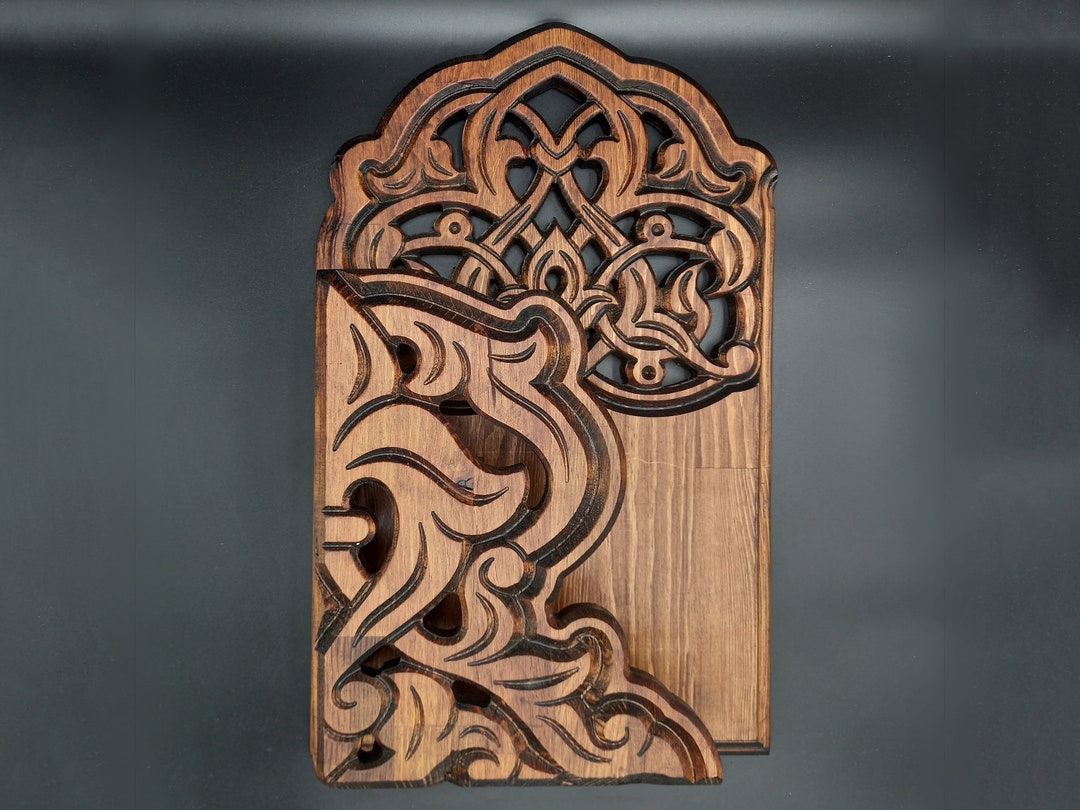 Motif Embroidered Wall Bookcase, Quran,bible, and Torah Bookshelf, Holy ...