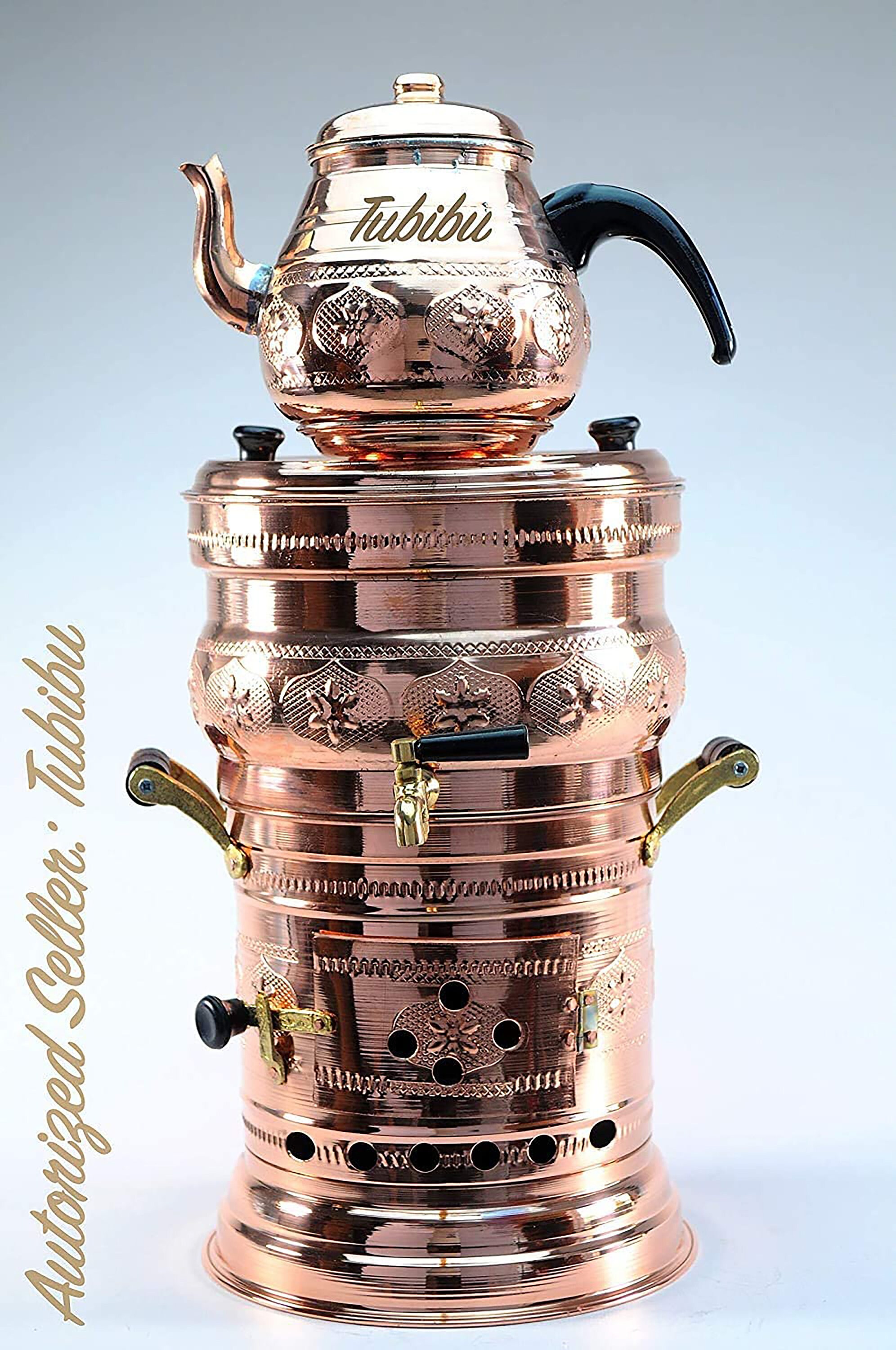 Handmade Copper Samovar Tea Pot Set: 4L Charcoal Water Heater - Etsy