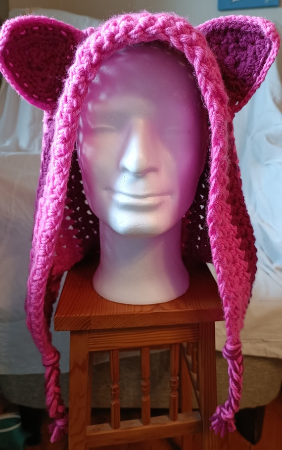 Pink Cat Ear Hood - Etsy