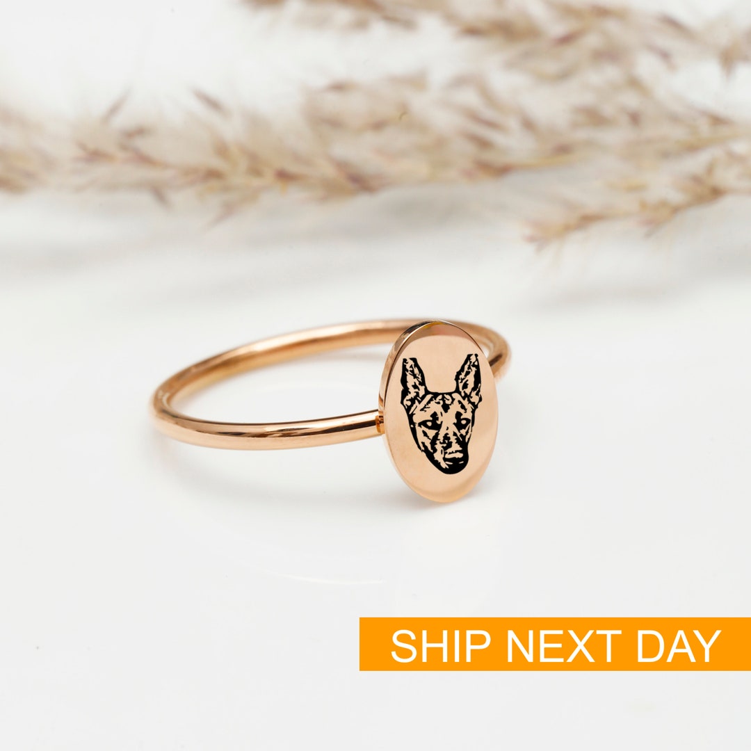 Custom Pet Portrait Ring - Personalized Oval Ring for Dog & Cat Moms ...