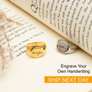 Actual Handwriting Signet Ring • Personalized Engraved Ring for Men ...