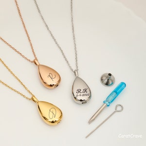 Custom Teardrop Urn Necklace for Ashes - Memorial Cremation Jewelry for ...