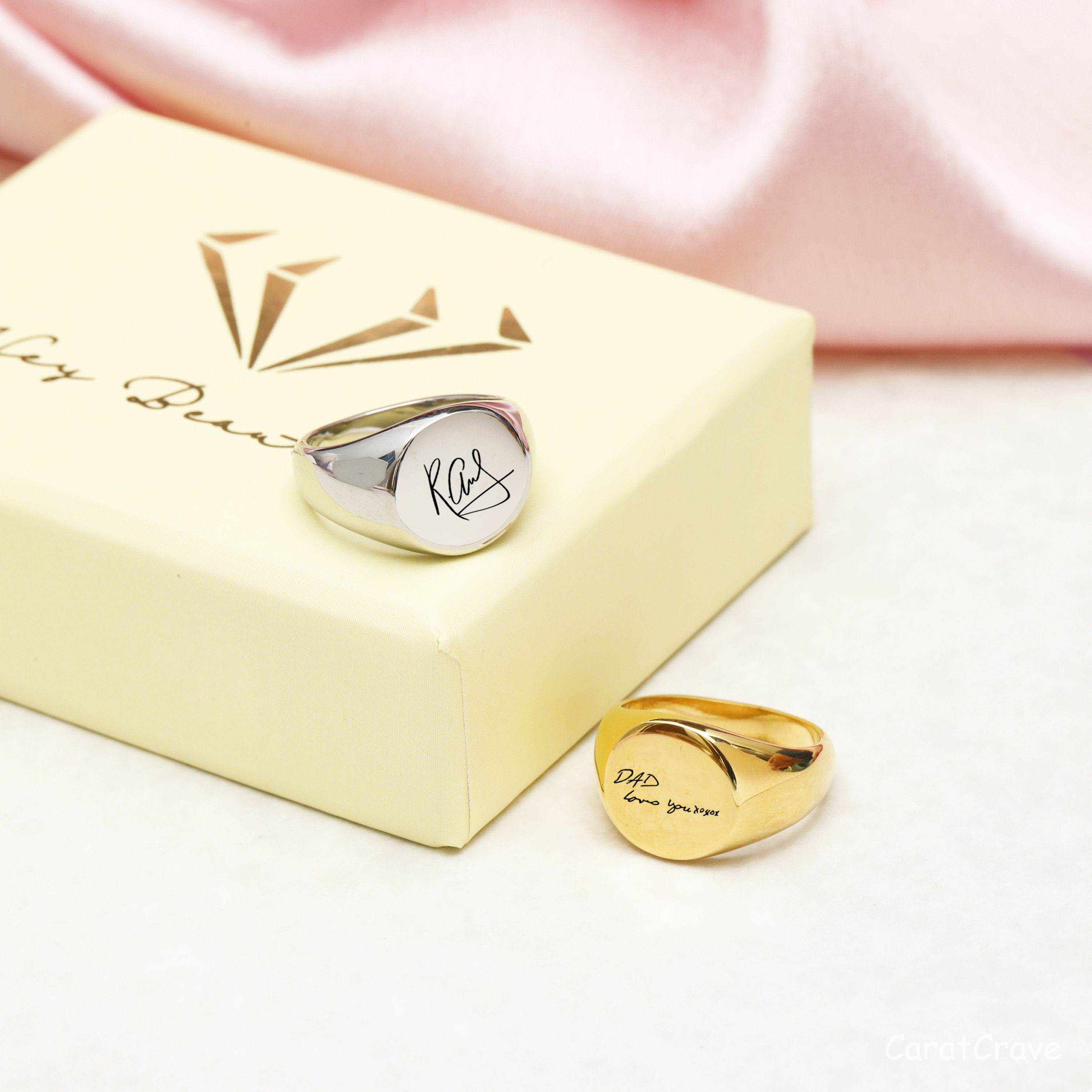 Actual Handwriting Signet Ring, Personalized Engraved Ring, Custom ...