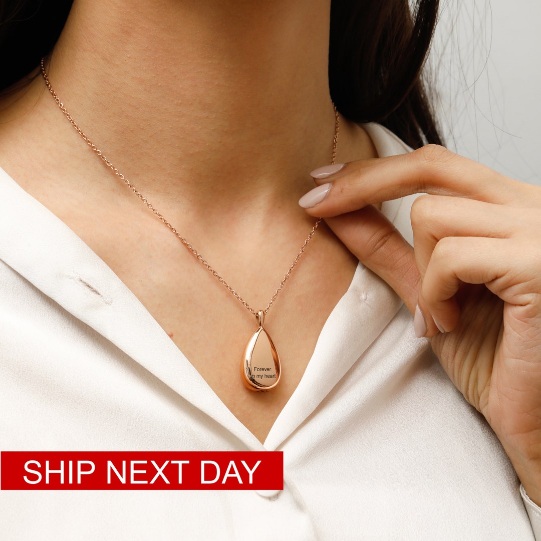 Custom Teardrop Urn Necklace for Ashes - Memorial Cremation Jewelry for ...