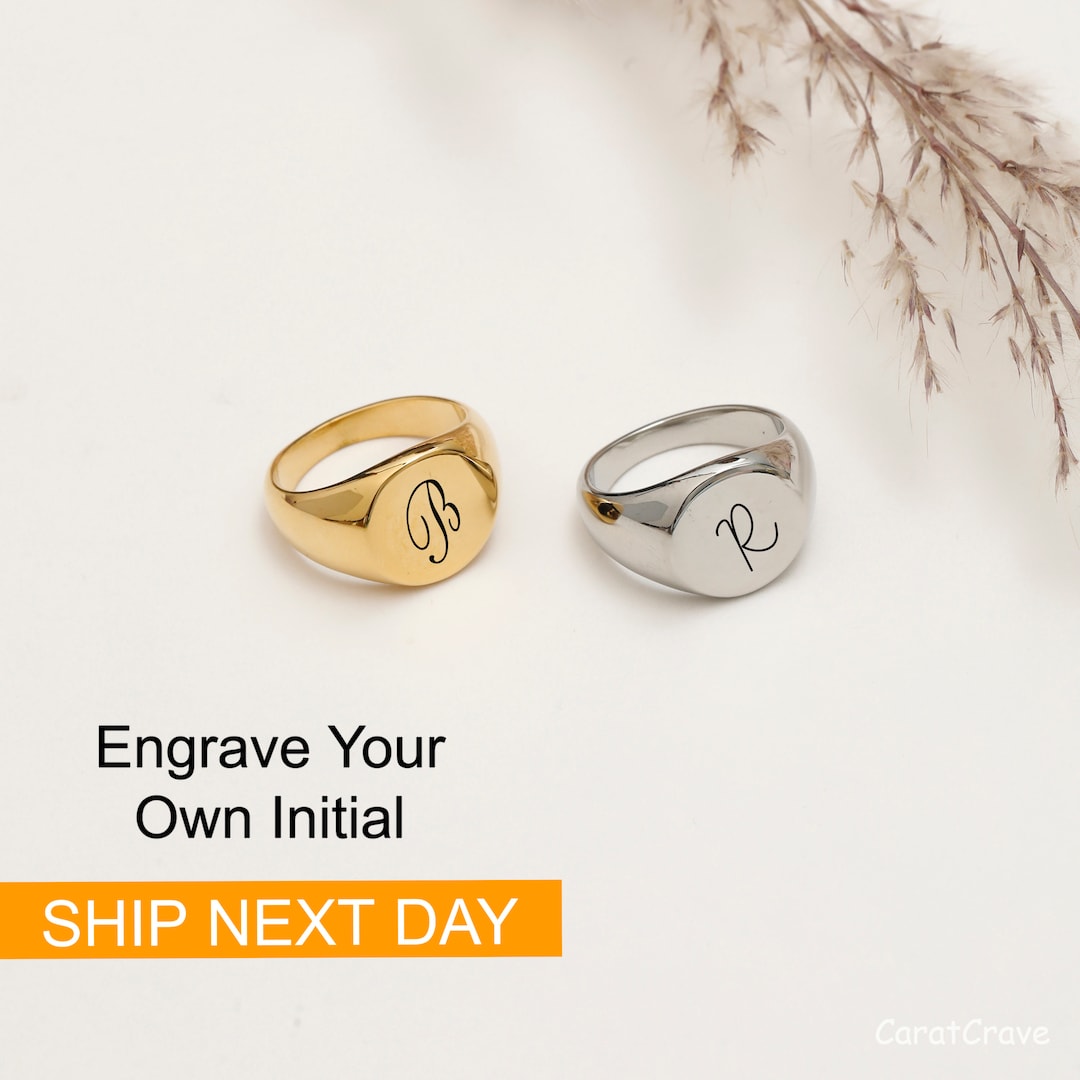 Monogram Signet Ring for Women • Personalized Gold Initial Ring ...