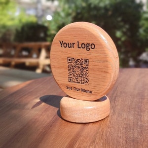 QR Table Tent | QR Menu Engraved on Wooden Stand | Digital Menus for ...