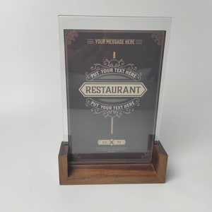 Acrylic Menu Holder, Wooden Menu Stand, Table Top Menu, Transparent ...