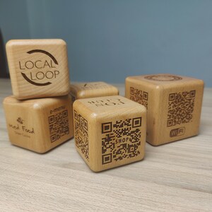 Wooden QR Cube Stands Custom Made for Office, Doctors, Dentists | Salon ...