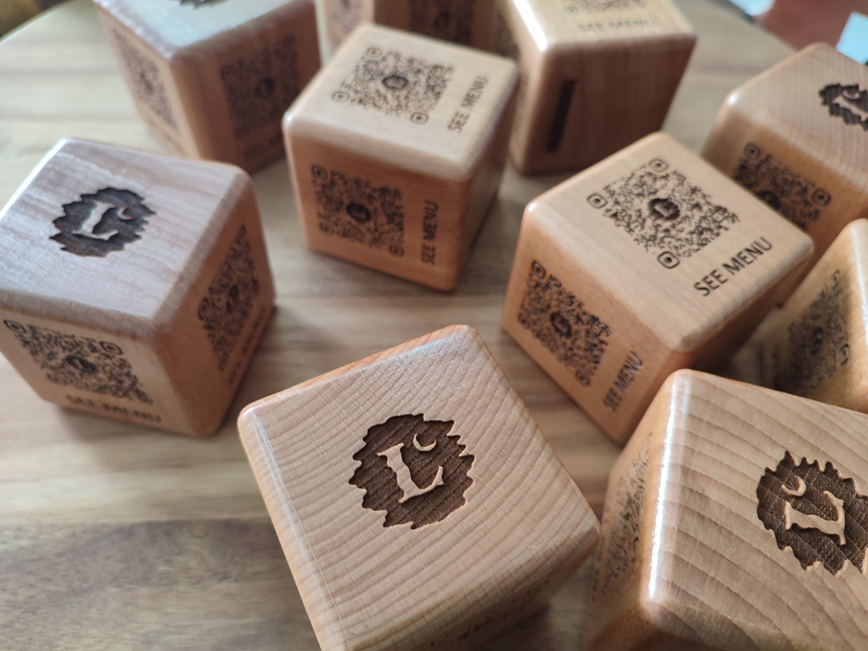 QR MENU QR Table Stand Engraved on Wooden Cube Digital - Etsy Canada