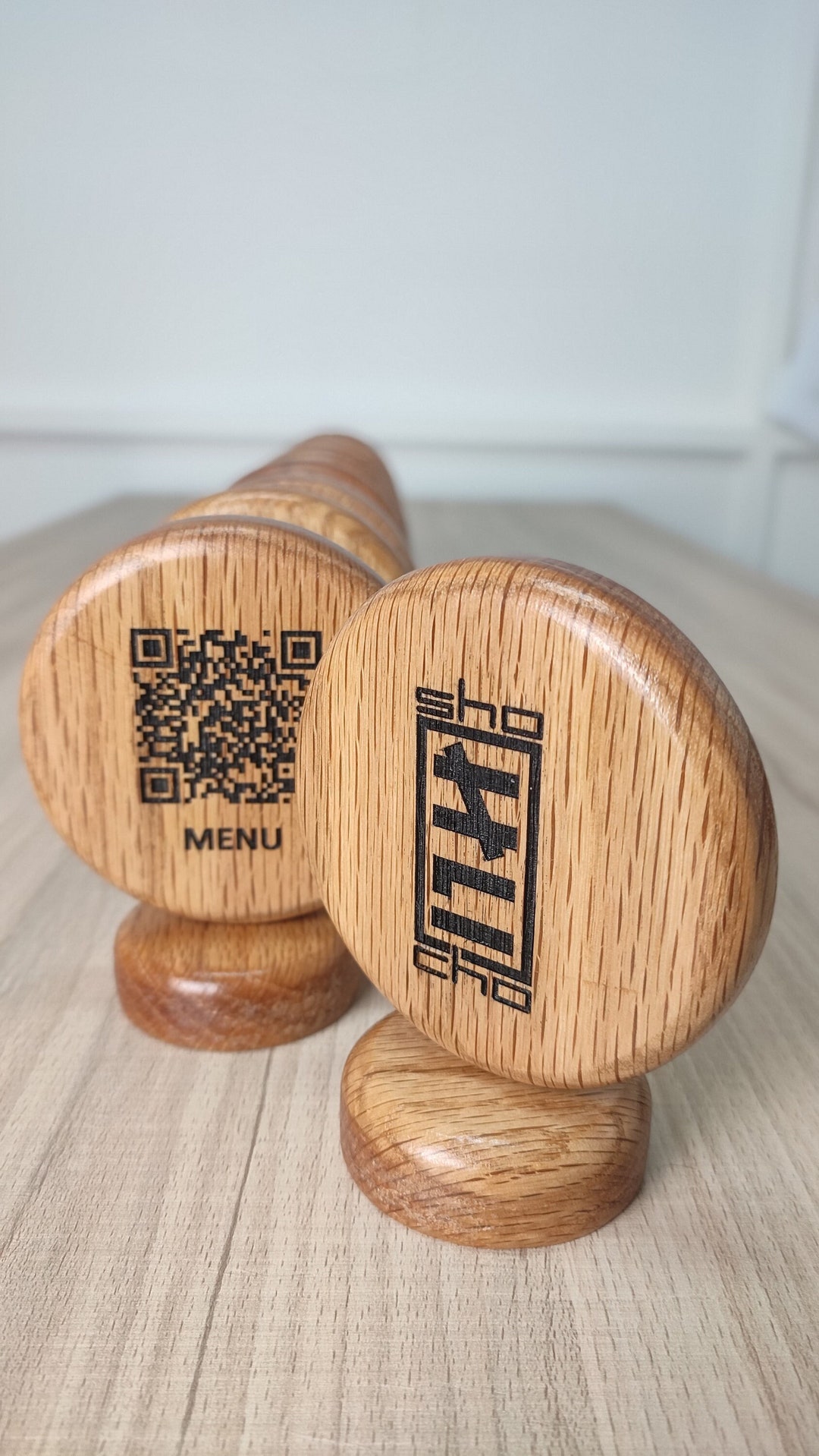 QR Table Tent | QR Menu Engraved on Wooden Stand | Digital Menus for ...