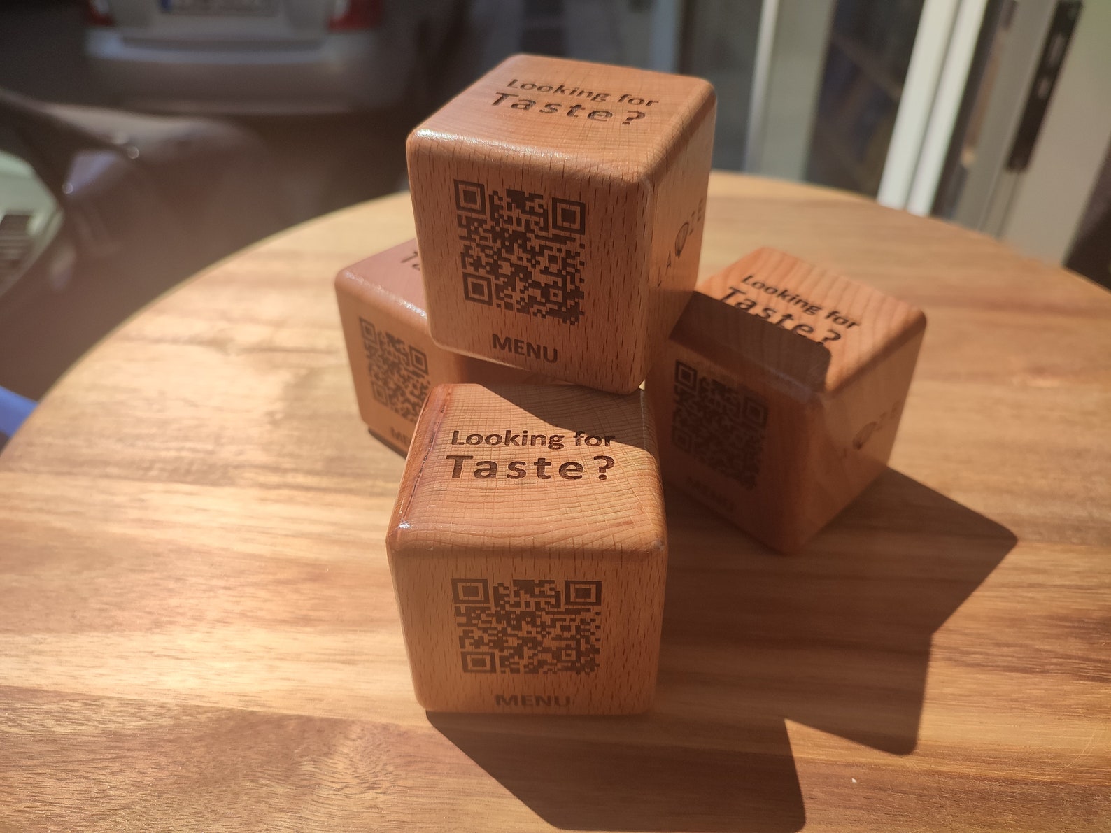 QR MENU QR Table Stand Engraved on Wooden Cube Digital - Etsy