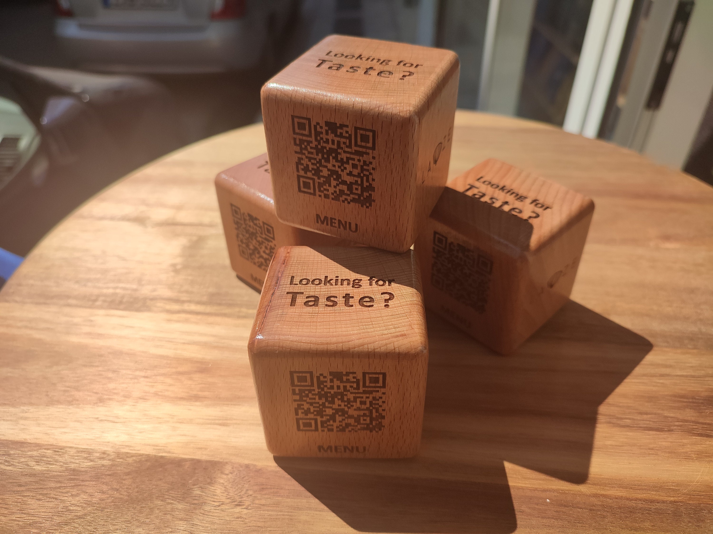 QR MENU QR Table Stand Engraved on Wooden Cube Digital - Etsy Canada