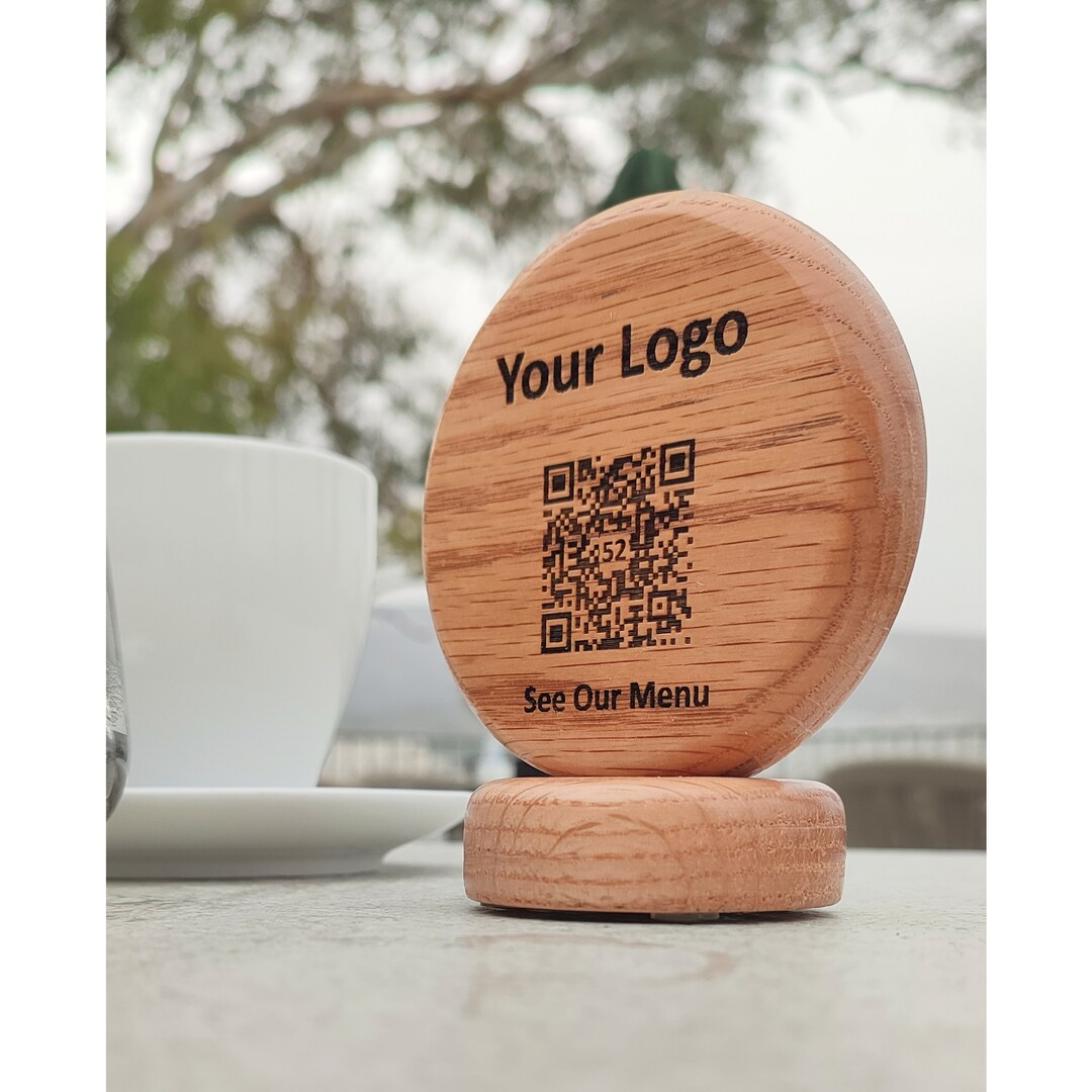 QR Table Tent QR Menu Engraved on Wooden Stand Digital - Etsy