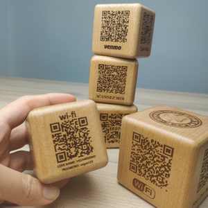 Wooden QR Cube Stands Custom Made for Office, Doctors, Dentists | Salon ...