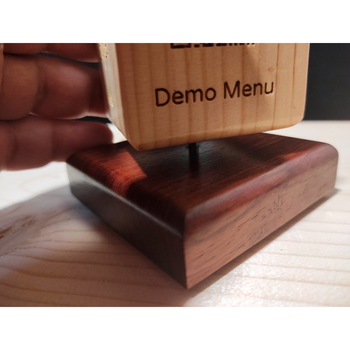 QR CUBE QR Menu Engraved on Wooden Cube Digital Menus for | Etsy