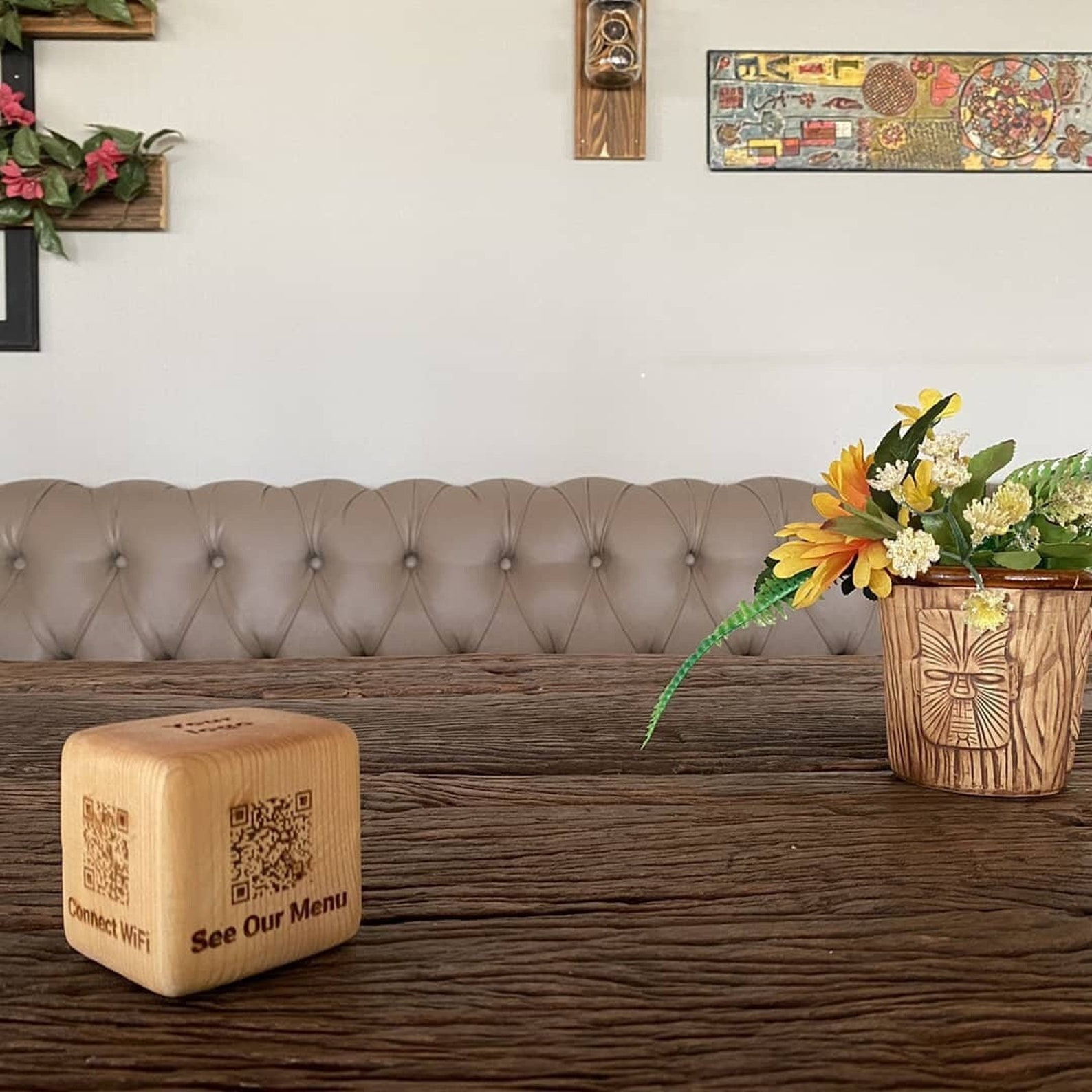 QR MENU QR Table Stand Engraved on Wooden Cube Digital Menus for ...