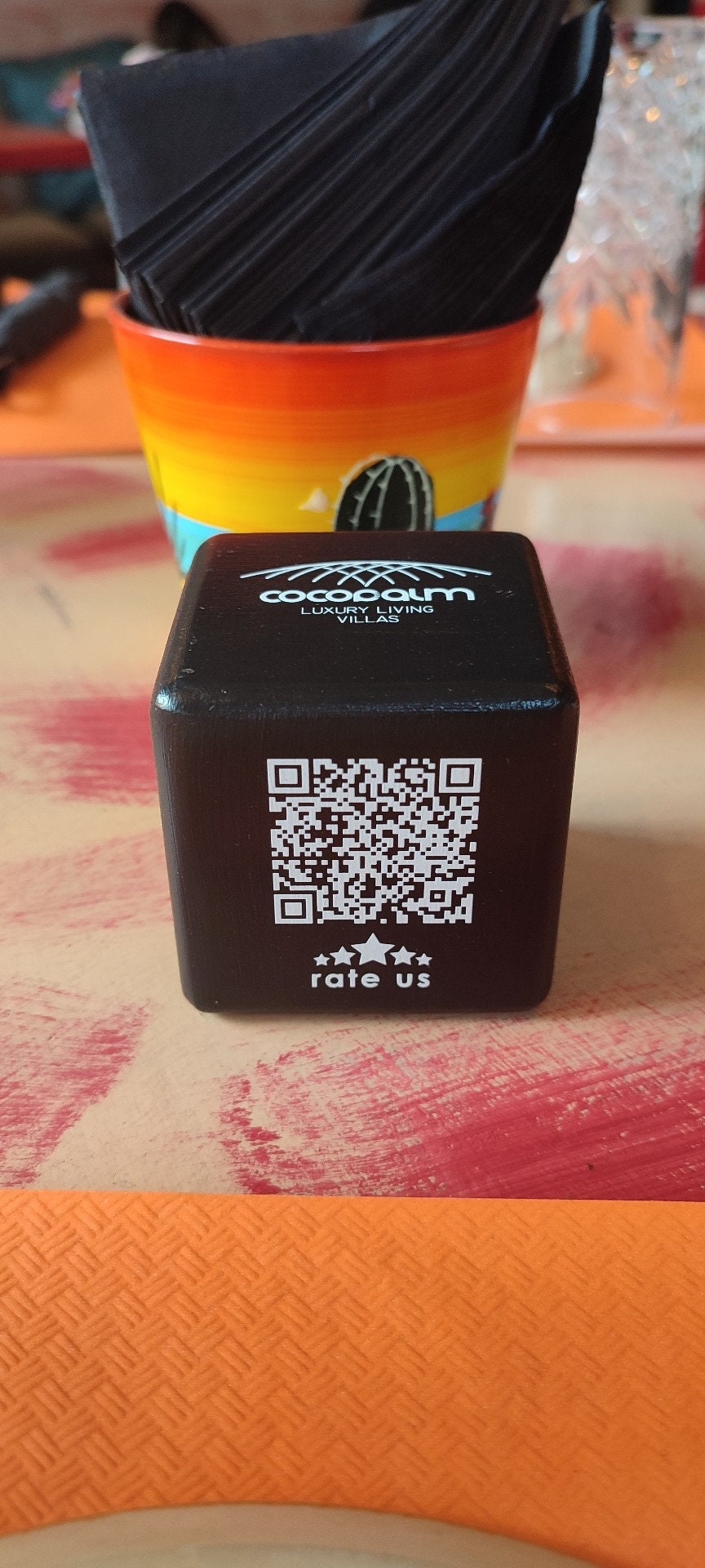 QR MENU | QR Table Stand | Black Wooden Cube | Digital menus for ...