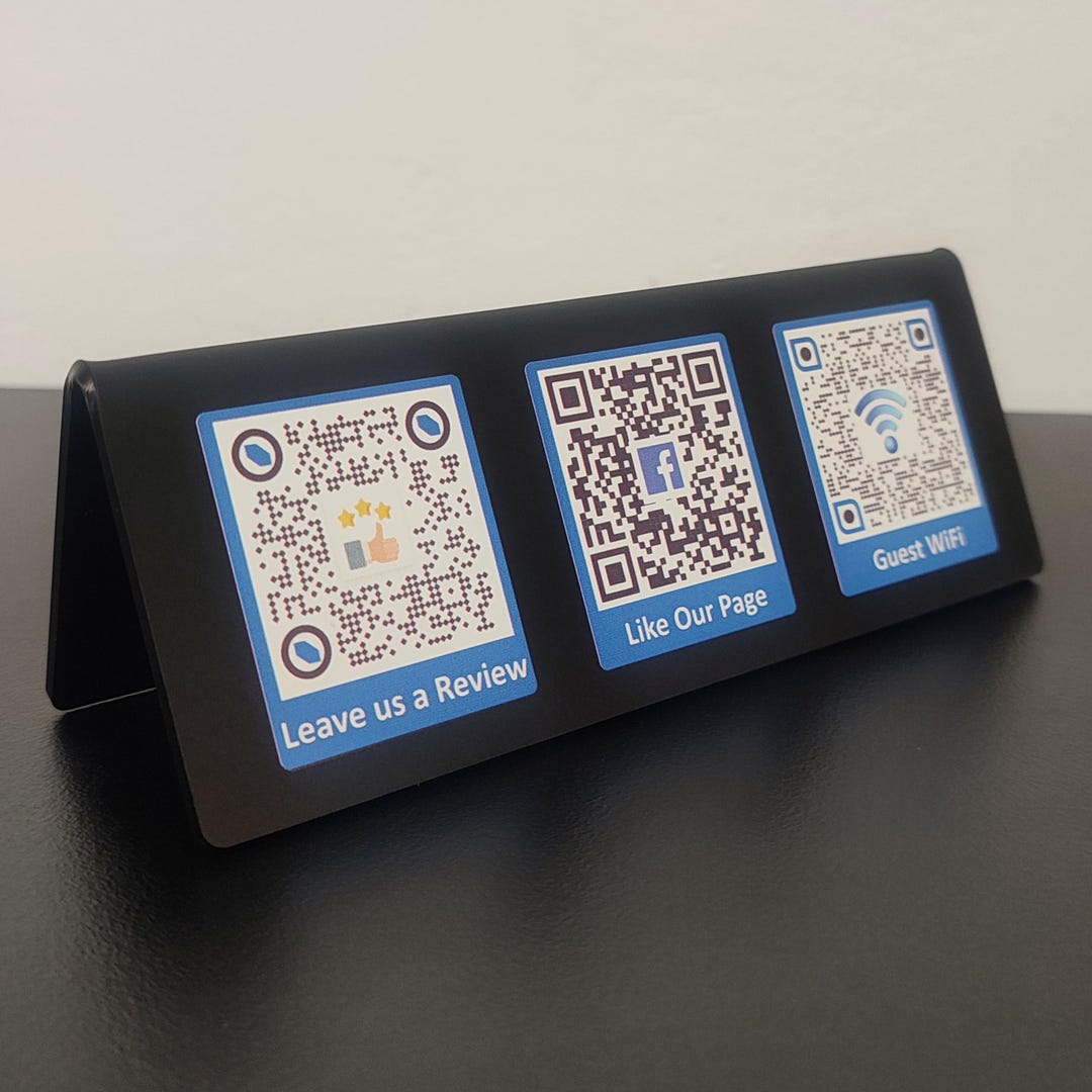 Custom Acrylic QR Code Stands for 3 Different Qrs | Touchless Menu ...