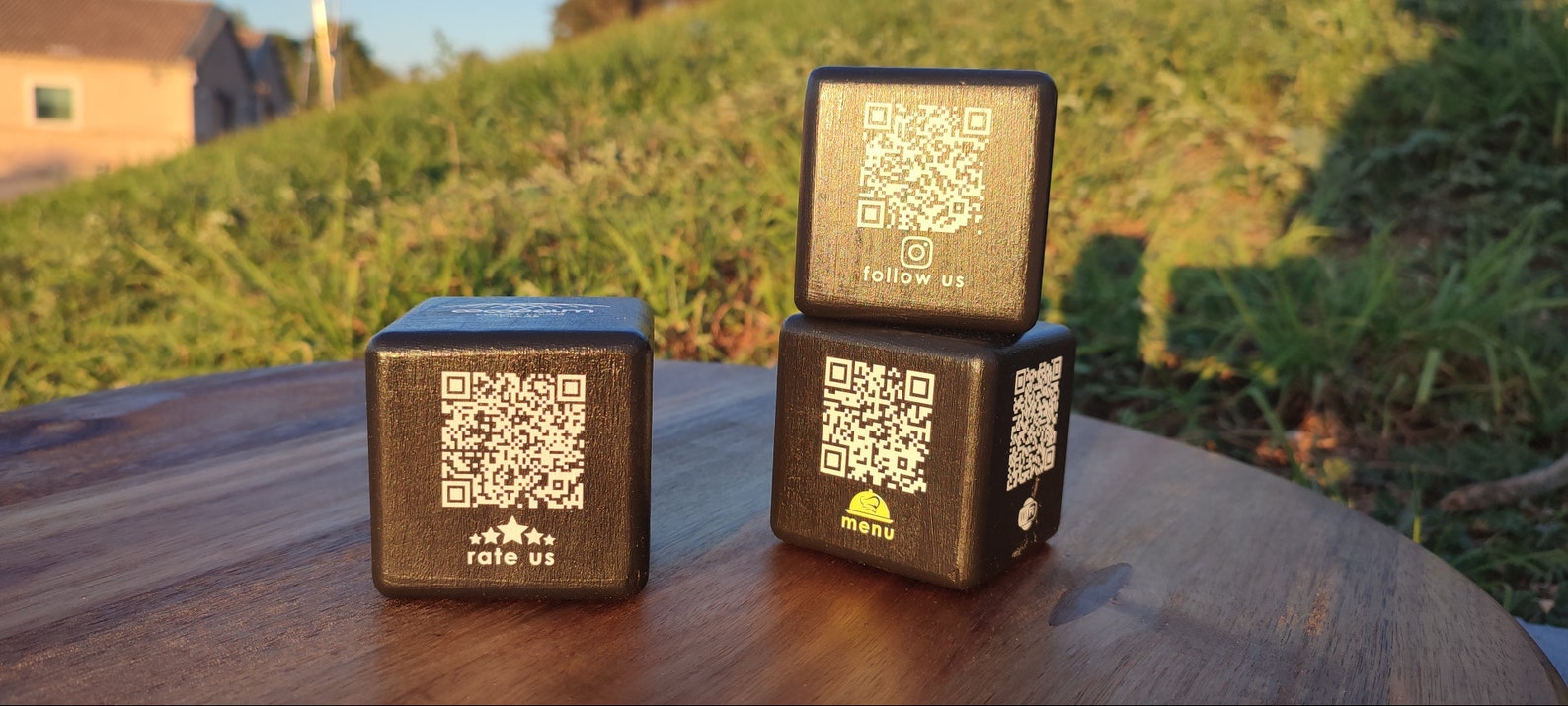QR MENU QR Table Stand Black Wooden Cube Digital Menus - Etsy