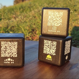 QR MENU QR Table Stand Black Wooden Cube Digital Menus - Etsy