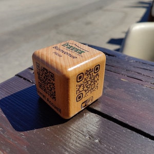 QR MENU | QR Table Stand Uv Printed on Wooden Cube | Digital Menus for ...