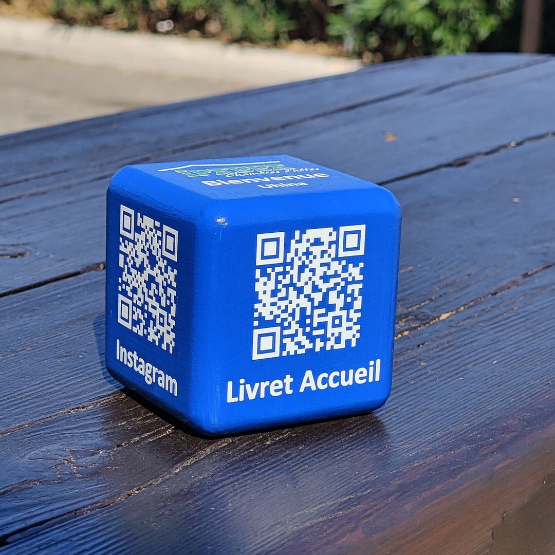 QR MENU | Blue Cube | QR Table Stand Printed on Wooden Cube | Digital ...