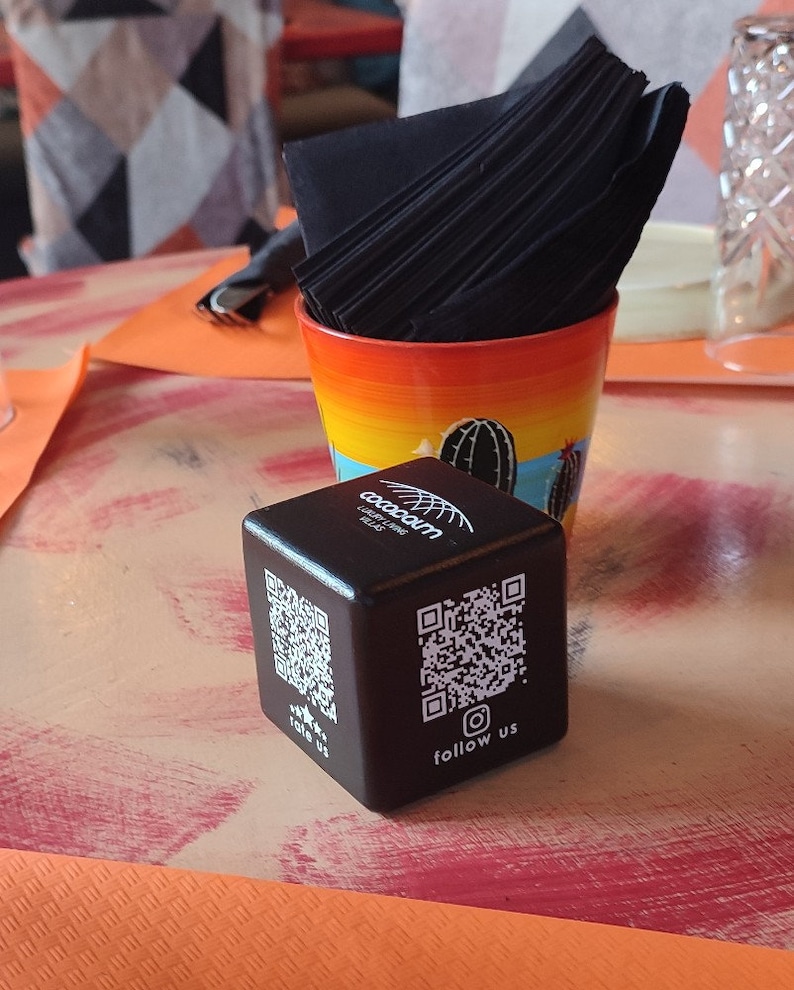 QR MENU QR Table Stand Black Wooden Cube Digital Menus - Etsy